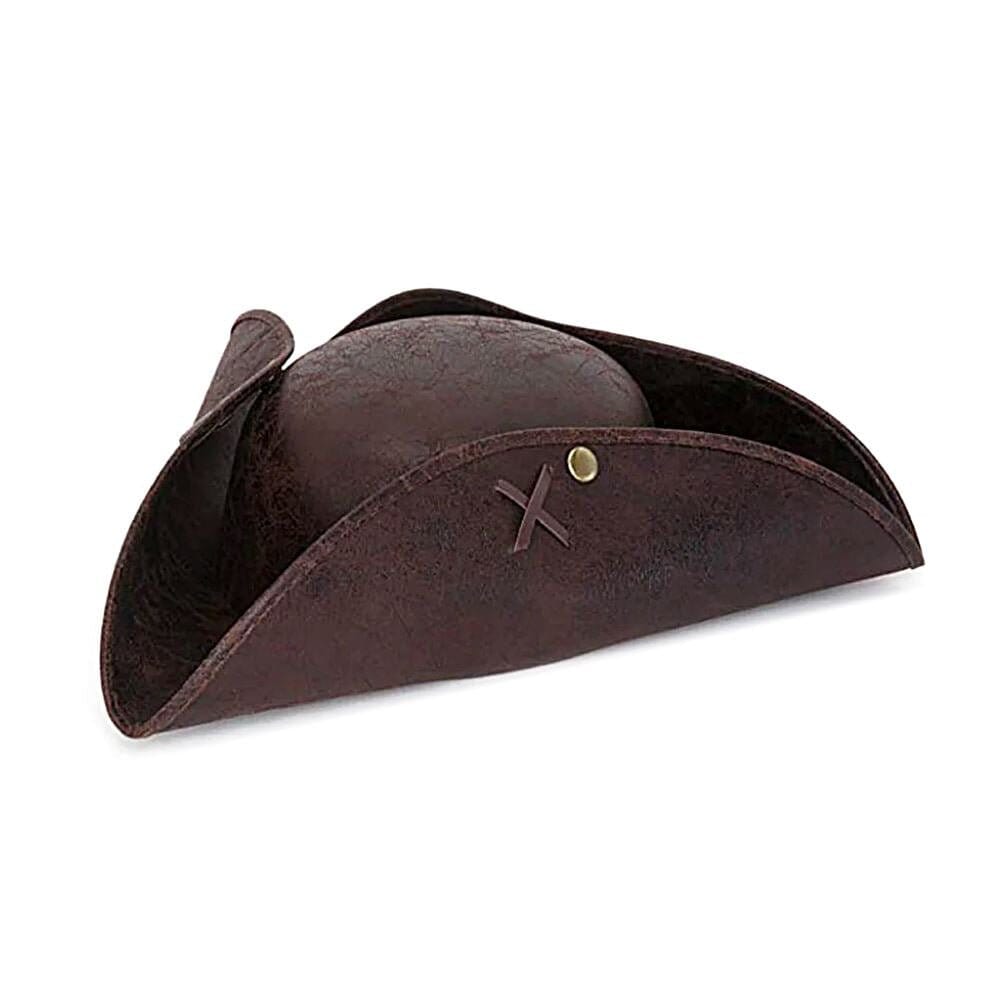 Faux Leather Brown Tri-cornered Hat — The Shops at Mount Vernon