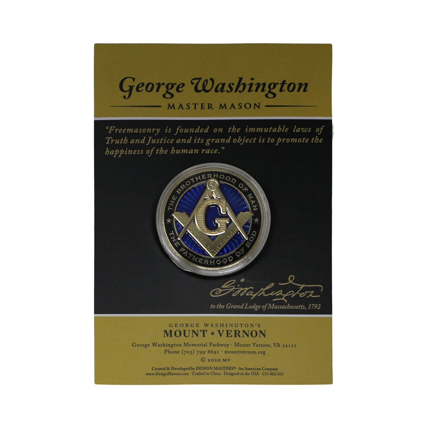 Master Mason Challenge Coin - Third Edition The Shops at Mount Vernon